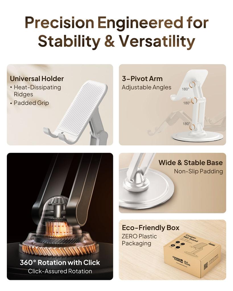 Cooper 360° Stand - Rotating & Adjustable Cell Phone Stand for Desk ...